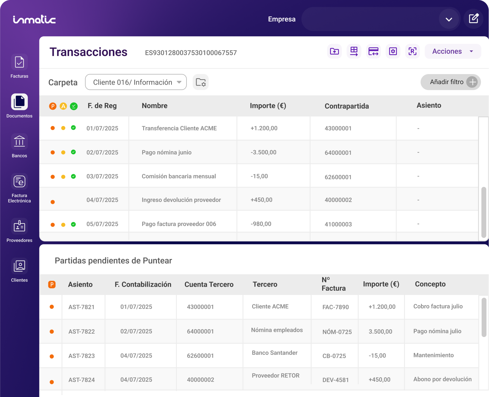 Software de Conciliación Bancaria con IA | Inmatic